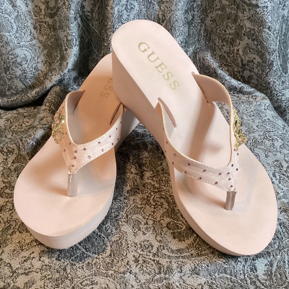 Guess | Shoes | Guess Soft Pink Heeled Toe Split Sandals | Poshmark